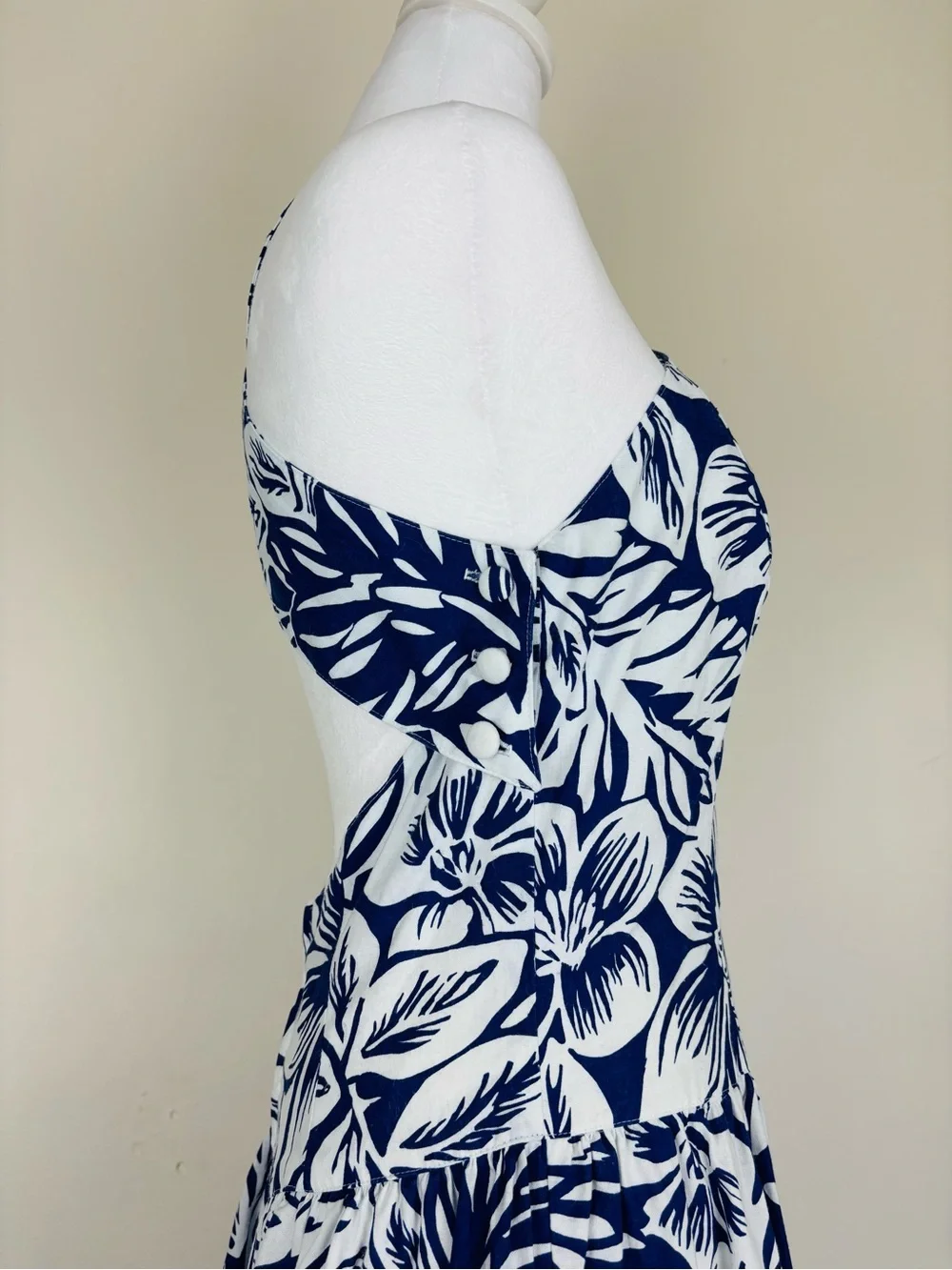 Kamisato | Dresses | Vintage Kamisato Blue White Tropical Floral Halter ...
